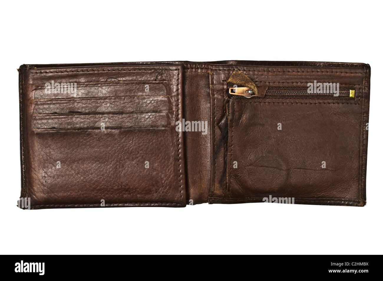 Old Brown wallet isolated on white background Stock Photo - Alamy