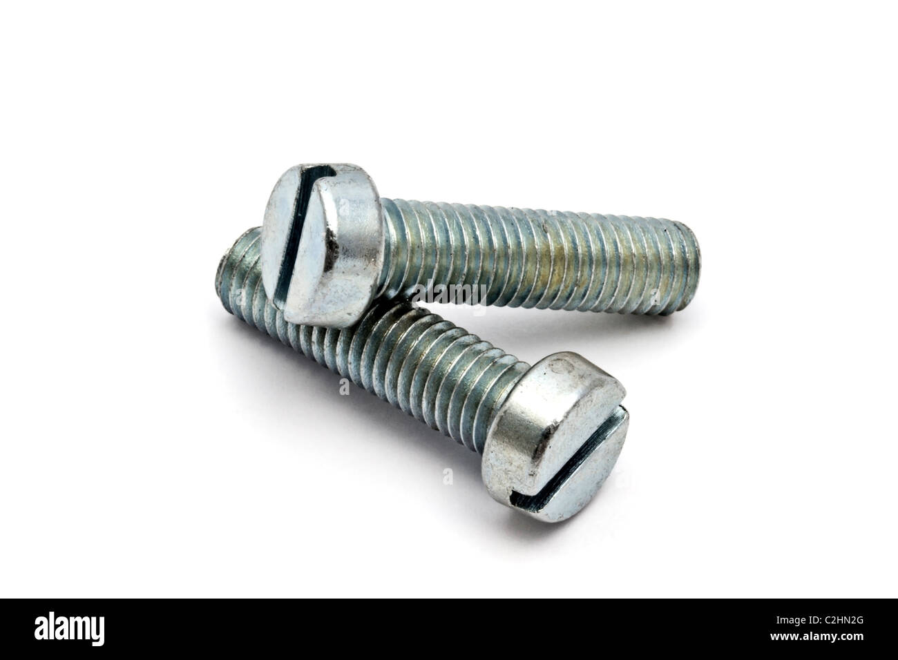 Two bolts closeup on white background Stock Photo - Alamy