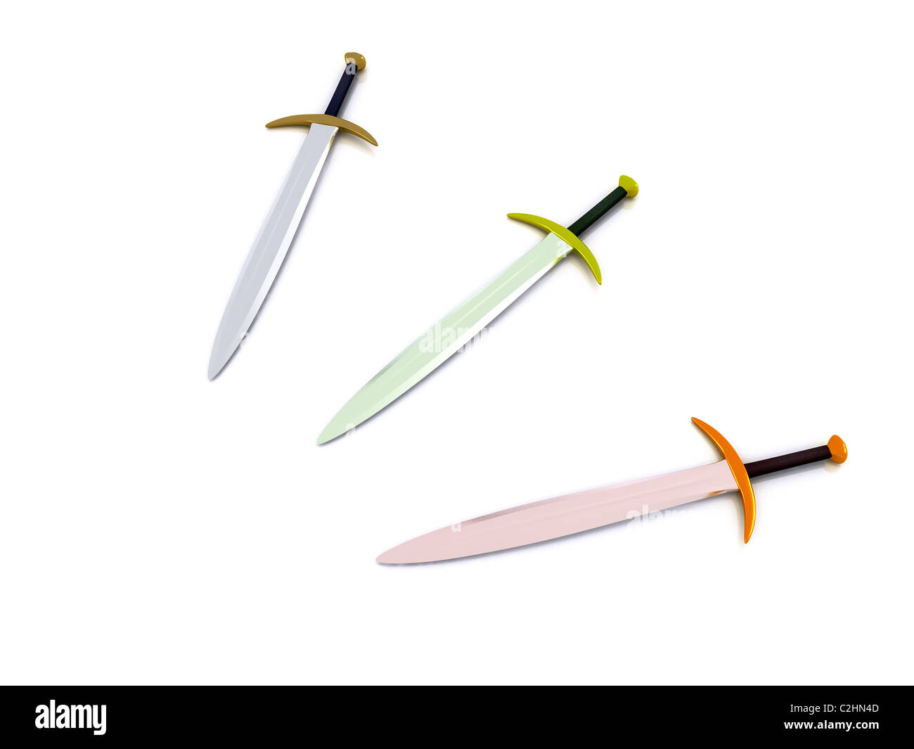 three swords. 3d on white Stock Photo - Alamy