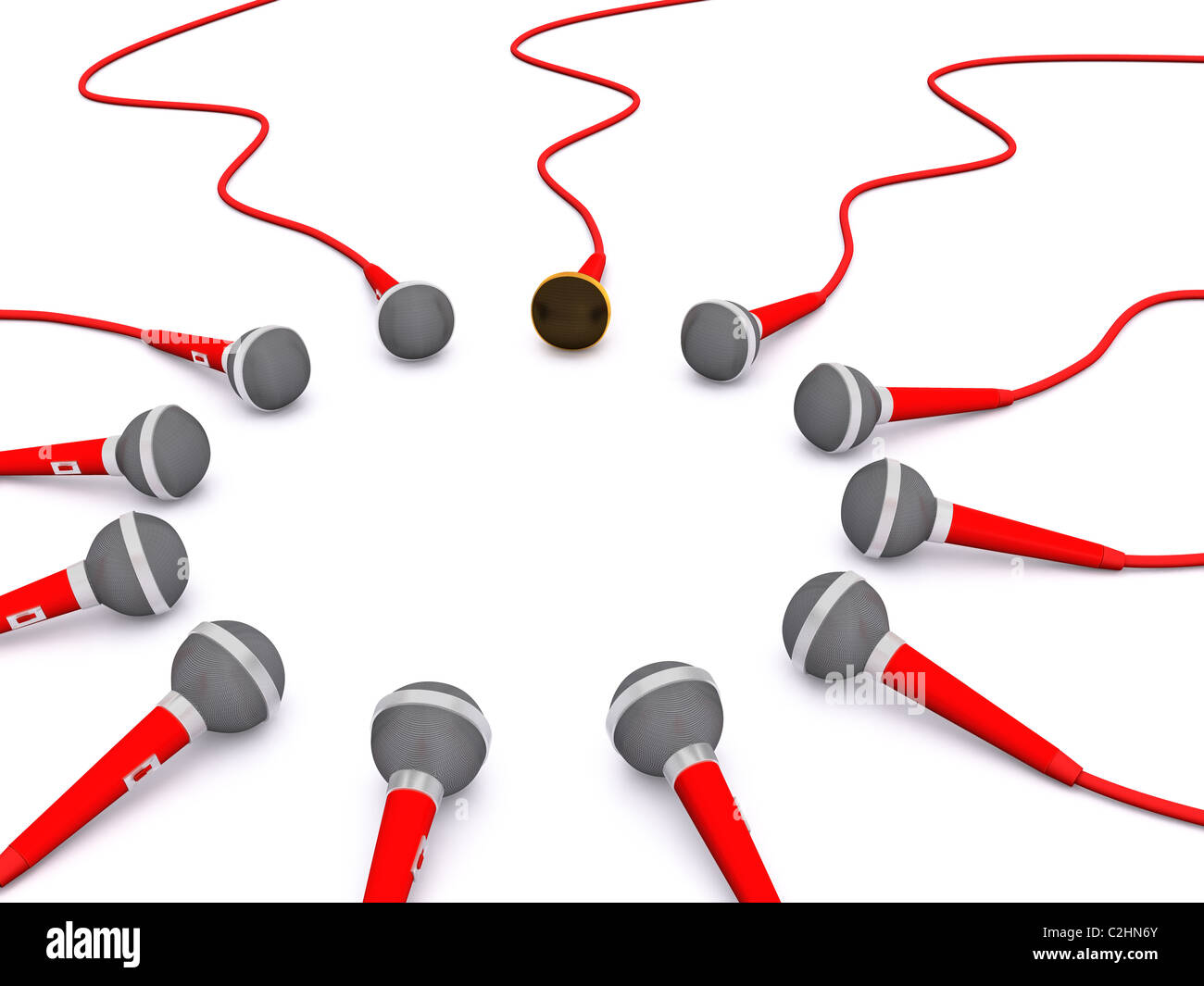 around microphone group. 3D Stock Photo - Alamy