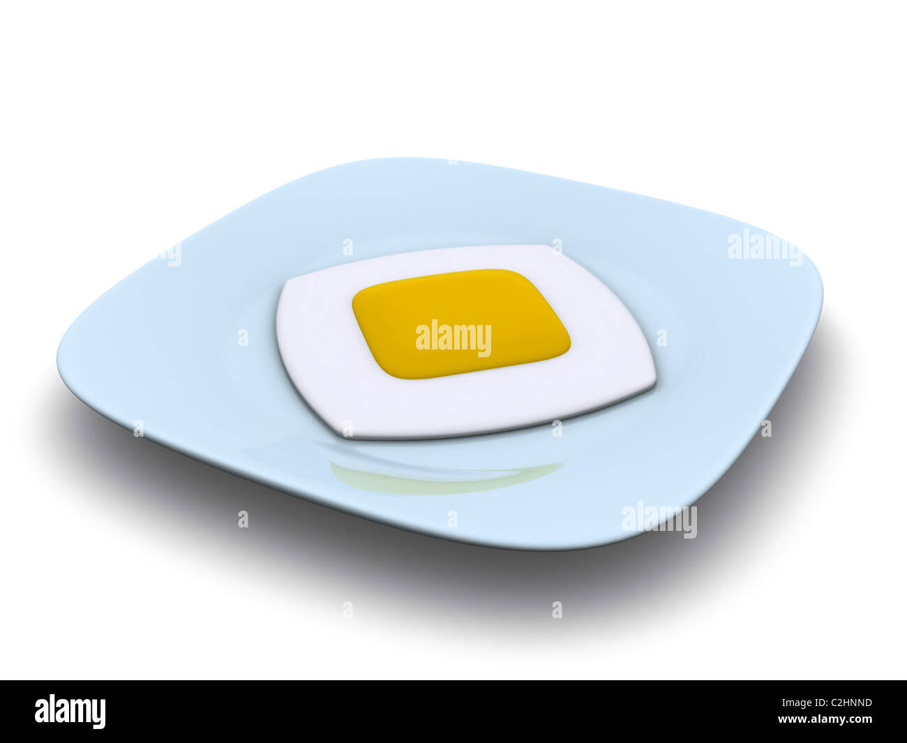square fied egg. 3d Stock Photo - Alamy