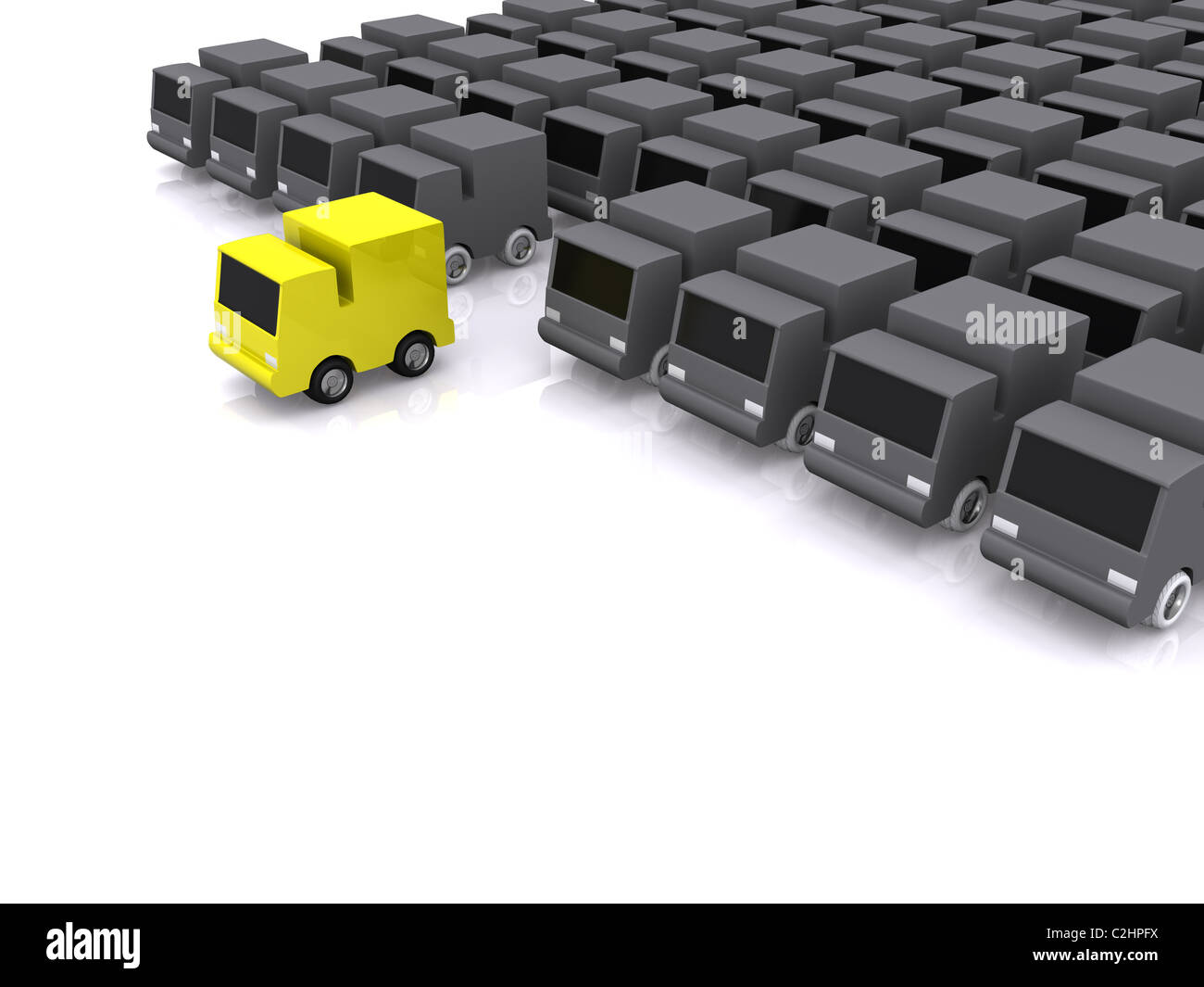 yellow leadership of cars. 3d Stock Photo - Alamy