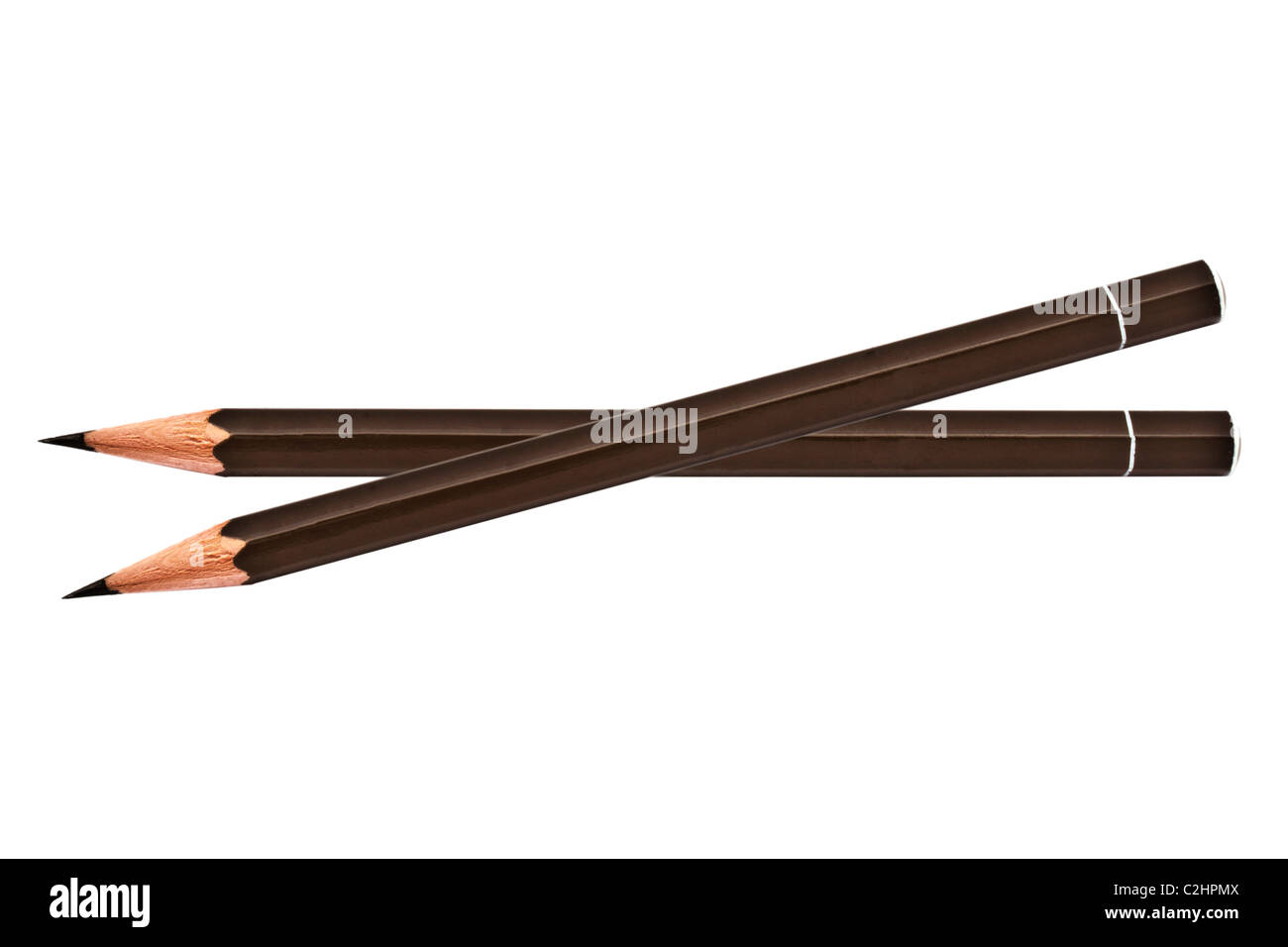 Two brown pencils isolated on white background Stock Photo - Alamy