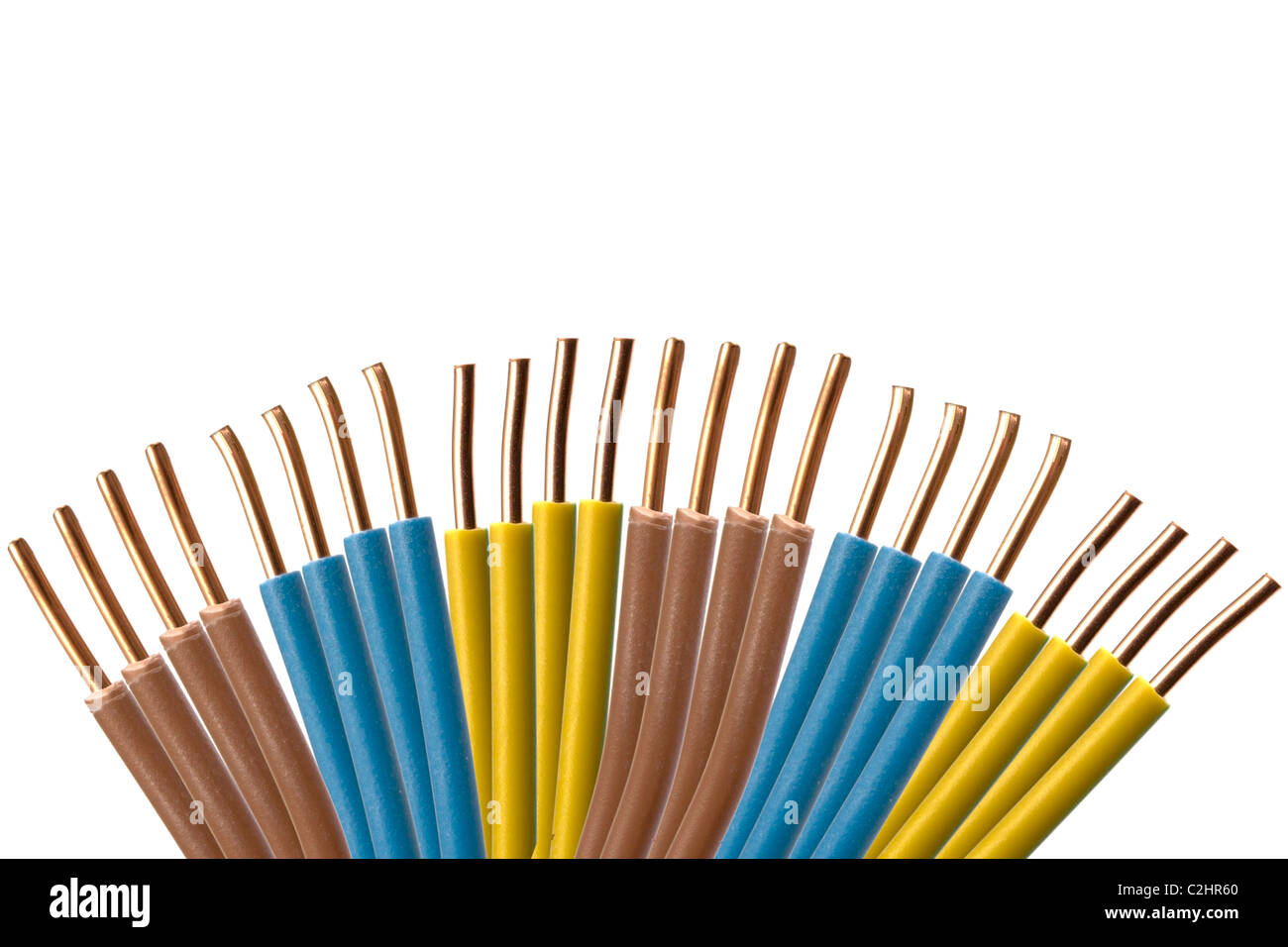 Colorful electrical wires isolated on white background Stock Photo - Alamy