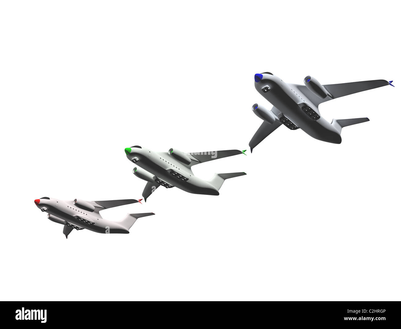 three colored RGB airplanes. 3d Stock Photo - Alamy