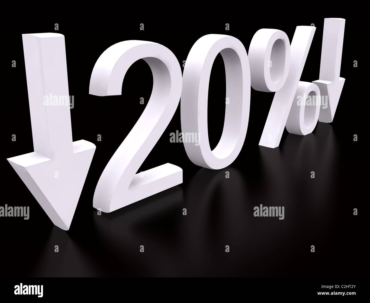 20 percent down white on black. 3d Stock Photo - Alamy