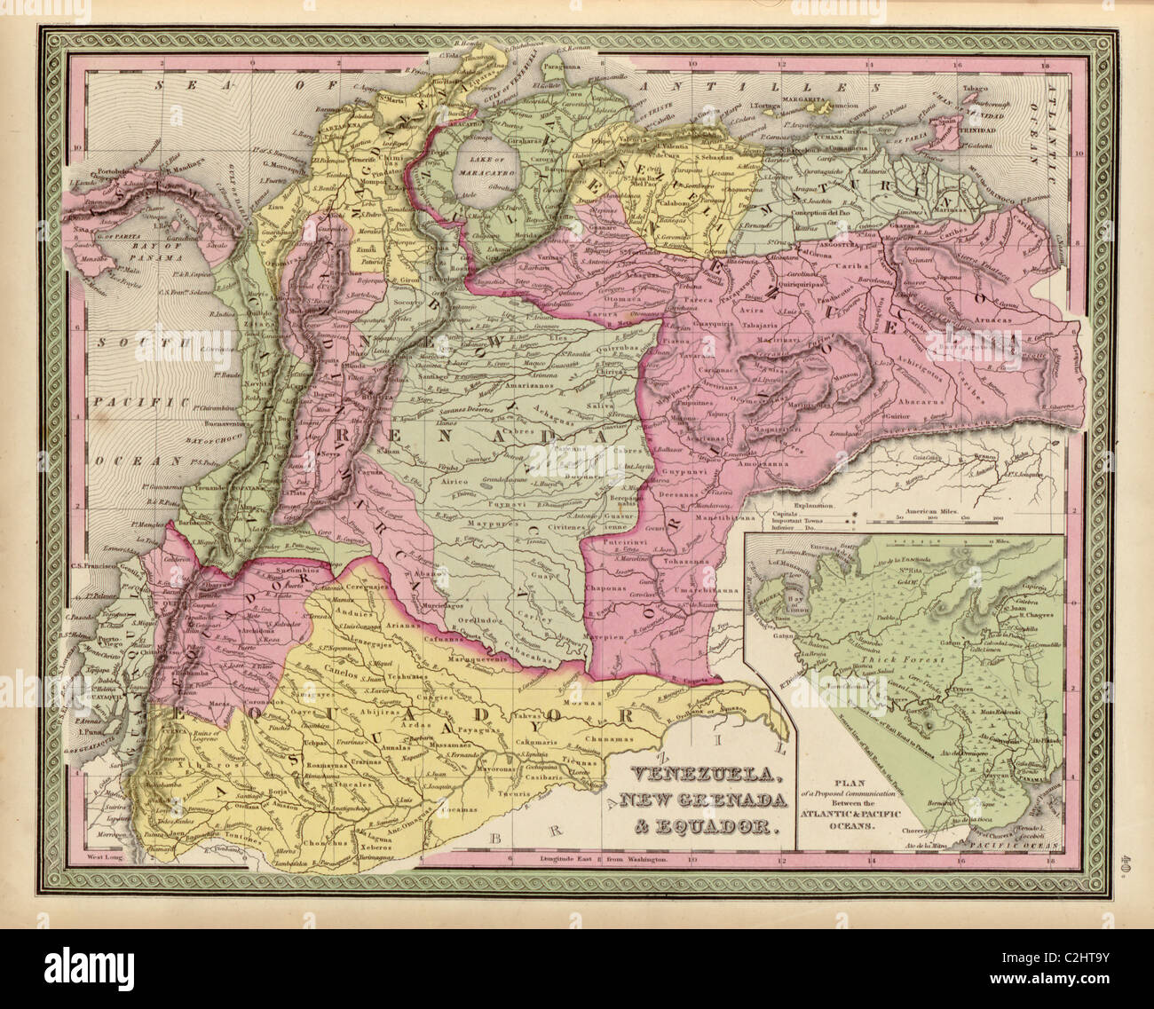 Venezuela, New Grenada & Ecuador - 1849 Stock Photo - Alamy