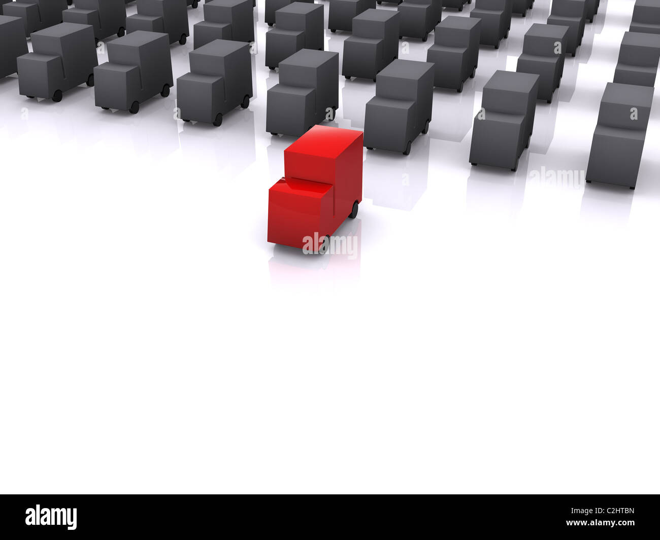 red leadership of cars. 3d Stock Photo - Alamy