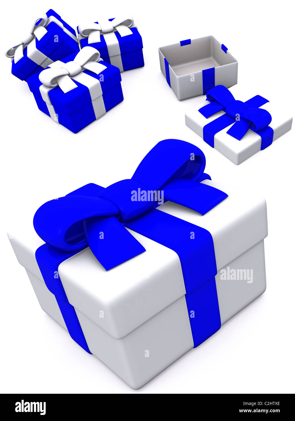 blue and white gift boxes. 3D Stock Photo - Alamy