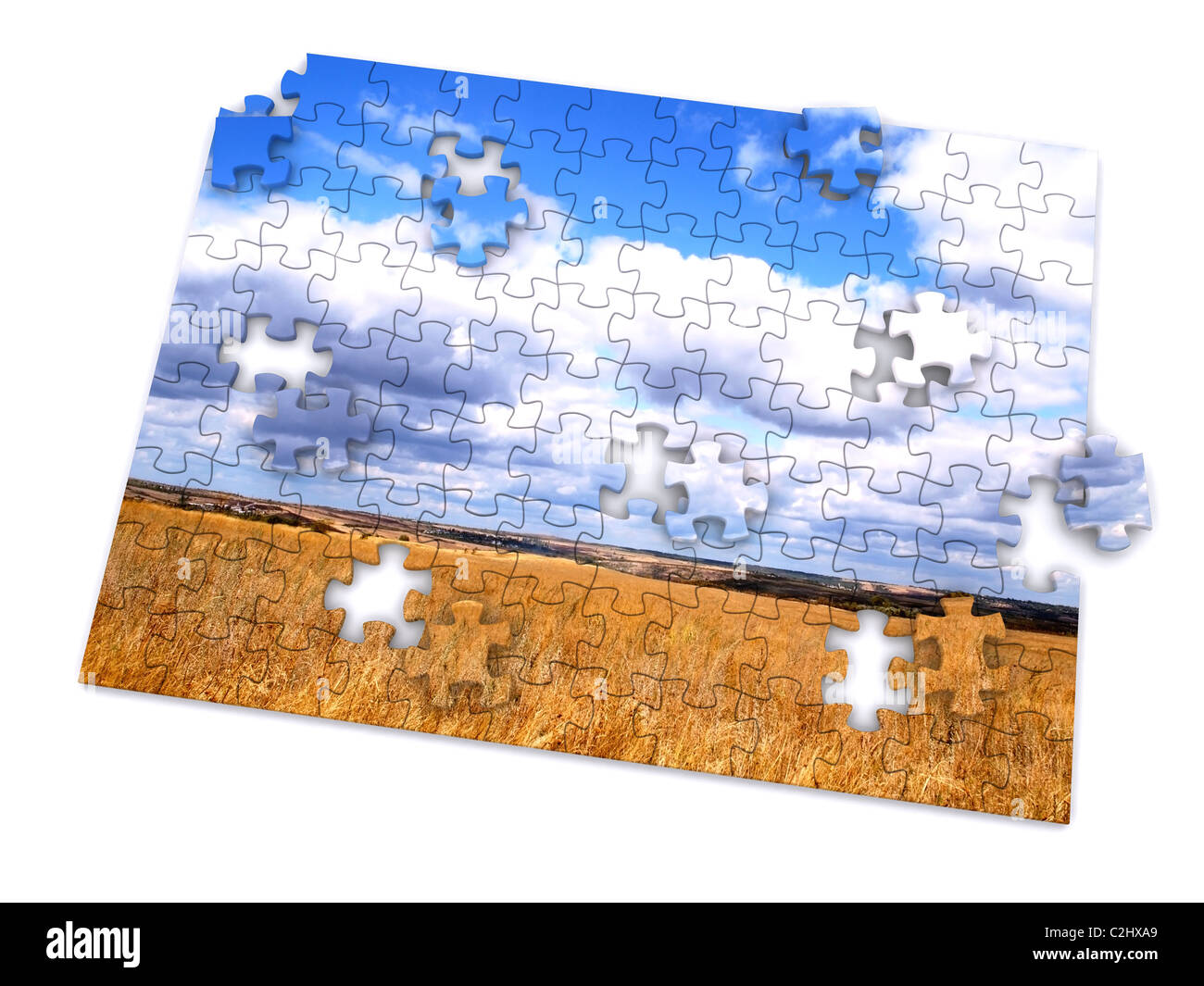 puzzle piece of landscape. 3d Stock Photo - Alamy