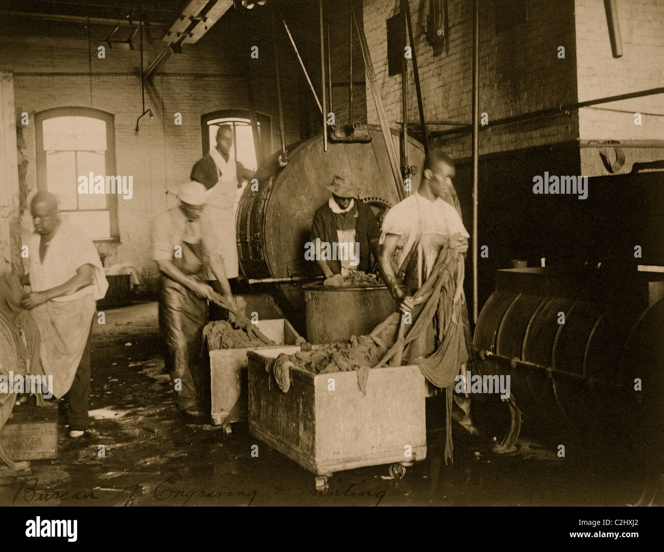 African American workers doing laundry at the Bureau of Engraving ...
