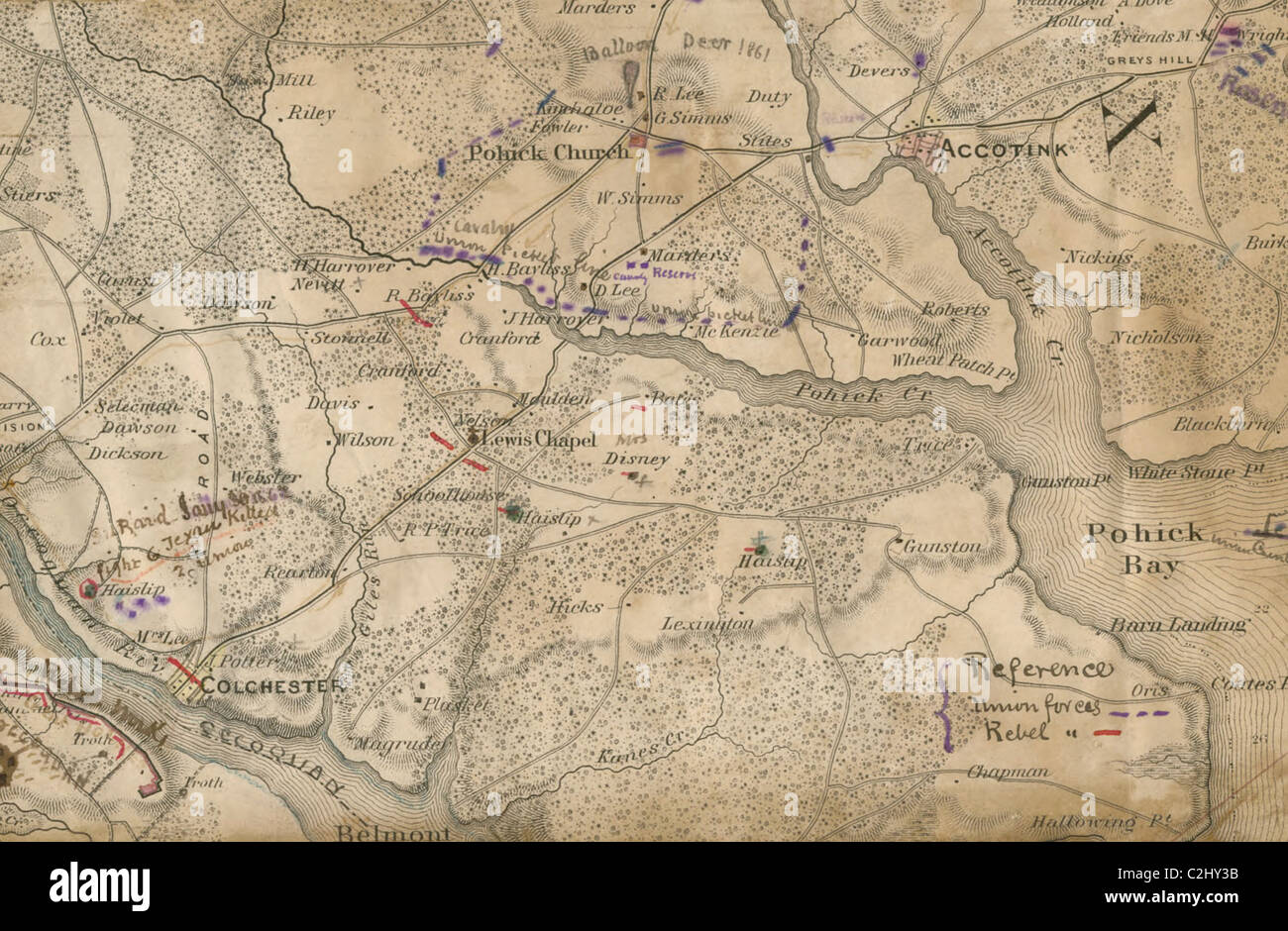 Official map of the lower Potomac River picket lines January 1862 Stock ...