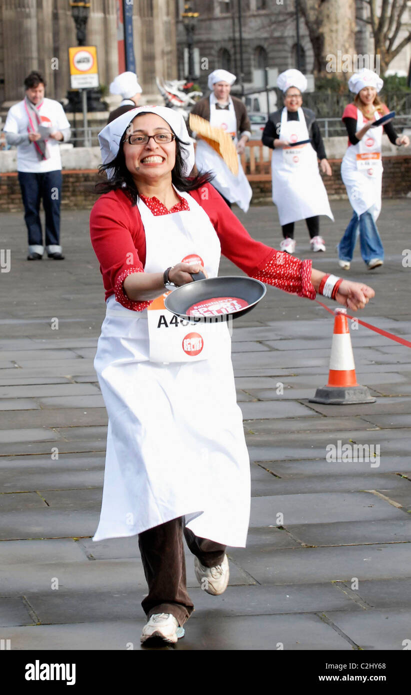 Manju Malhi Sport Relief Pancake Race at Tower Hill Terrace - photocall ...