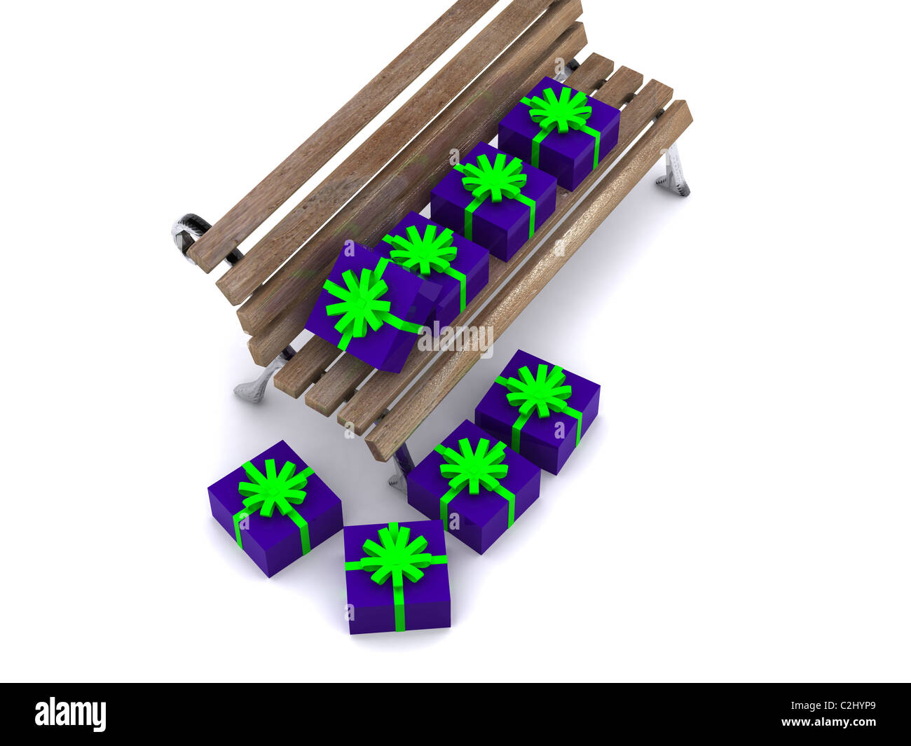 gifts on bench. 3d Stock Photo - Alamy