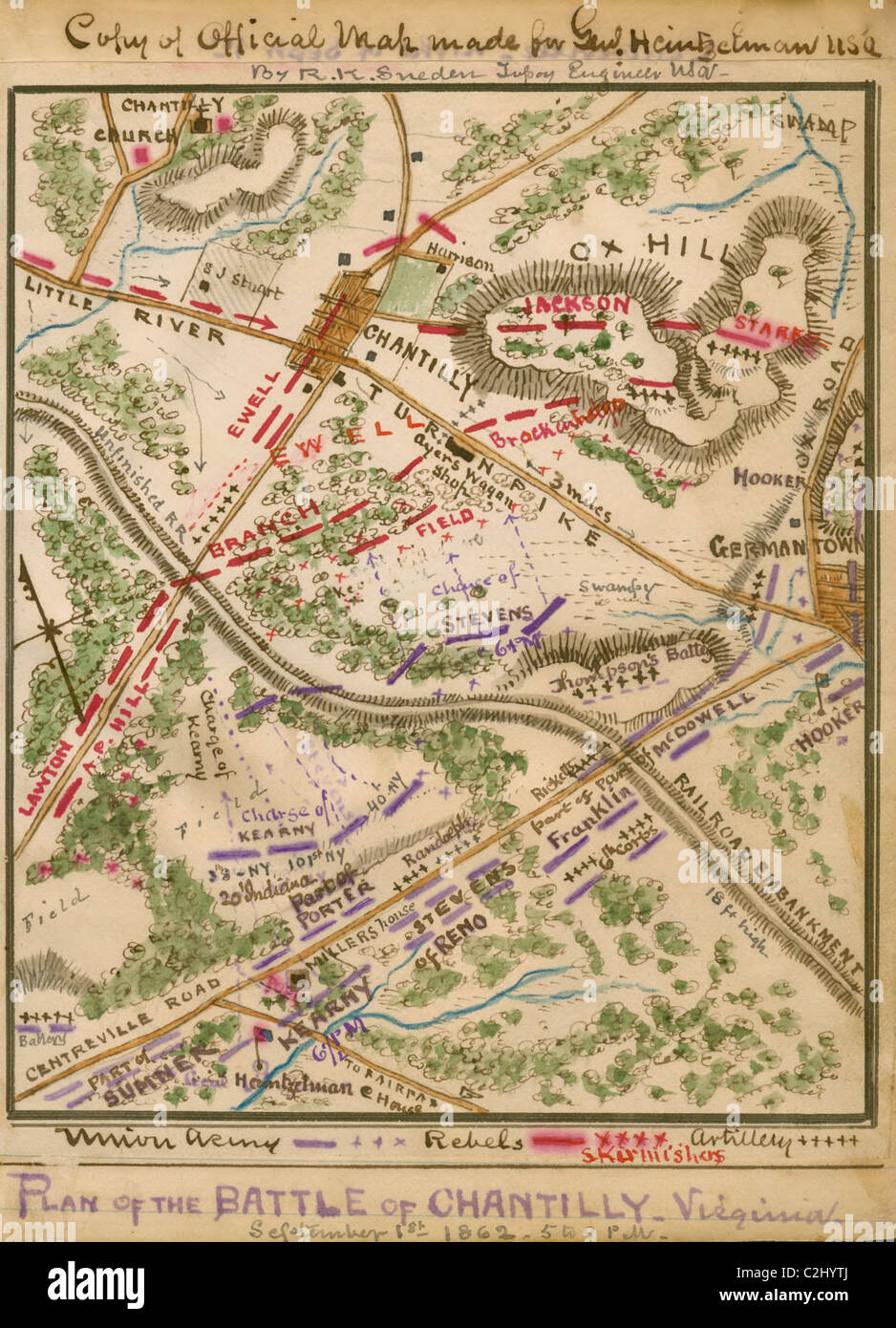 Battle of Chantilly, Virginia : September 1st 1862 5 to 9 p.m Stock ...