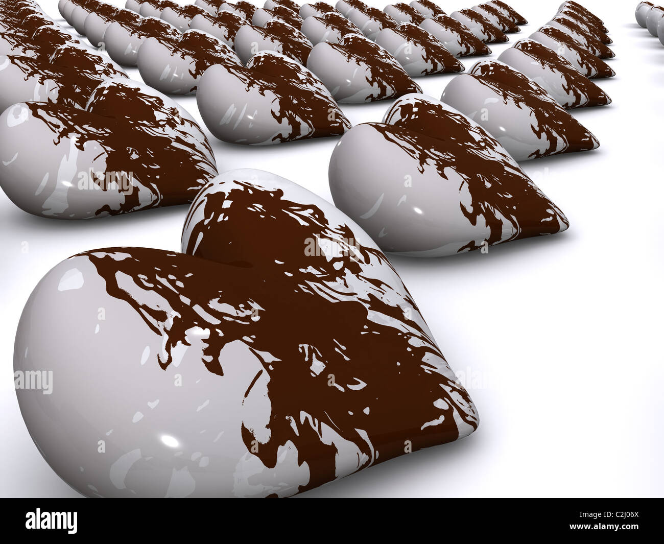 chocolate row hearts. 3d Stock Photo - Alamy
