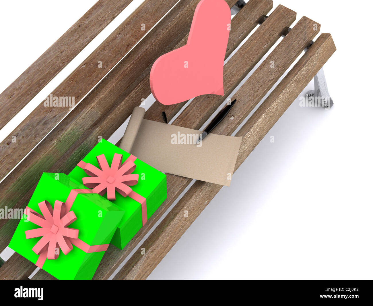 gifts on bench. 3d Stock Photo - Alamy
