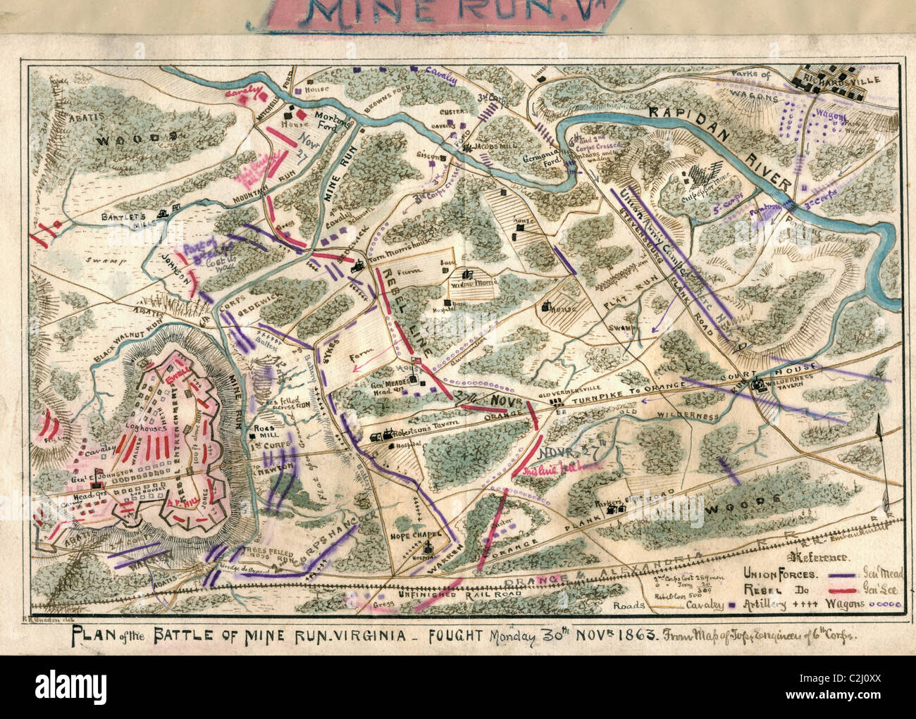 Plan of the battle of Mine Run, Virginia : fought Monday 30th November ...