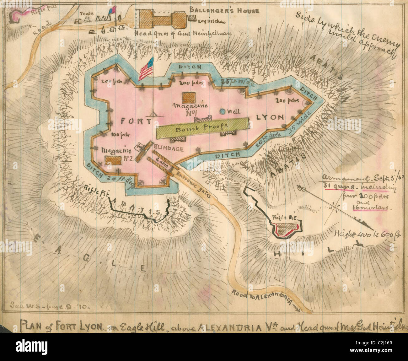 Plan of Fort Lyon on Eagle Hill above Alexandria, Va Stock Photo - Alamy