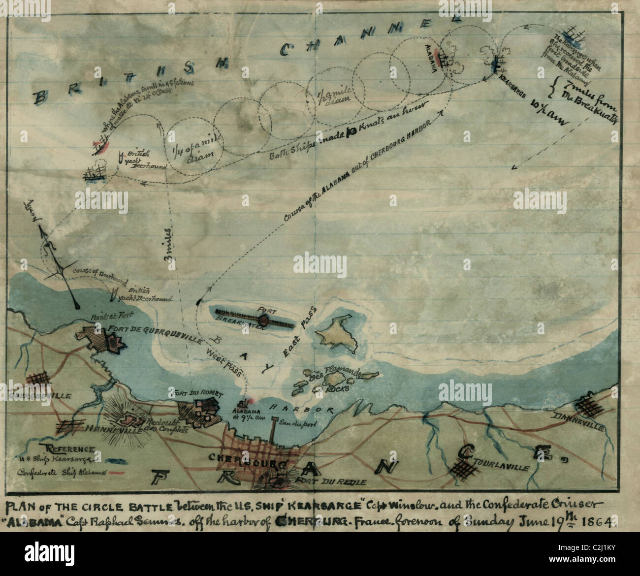 Battle between the U.S. ship "KEARSARGE," and the Confederate cruiser ...