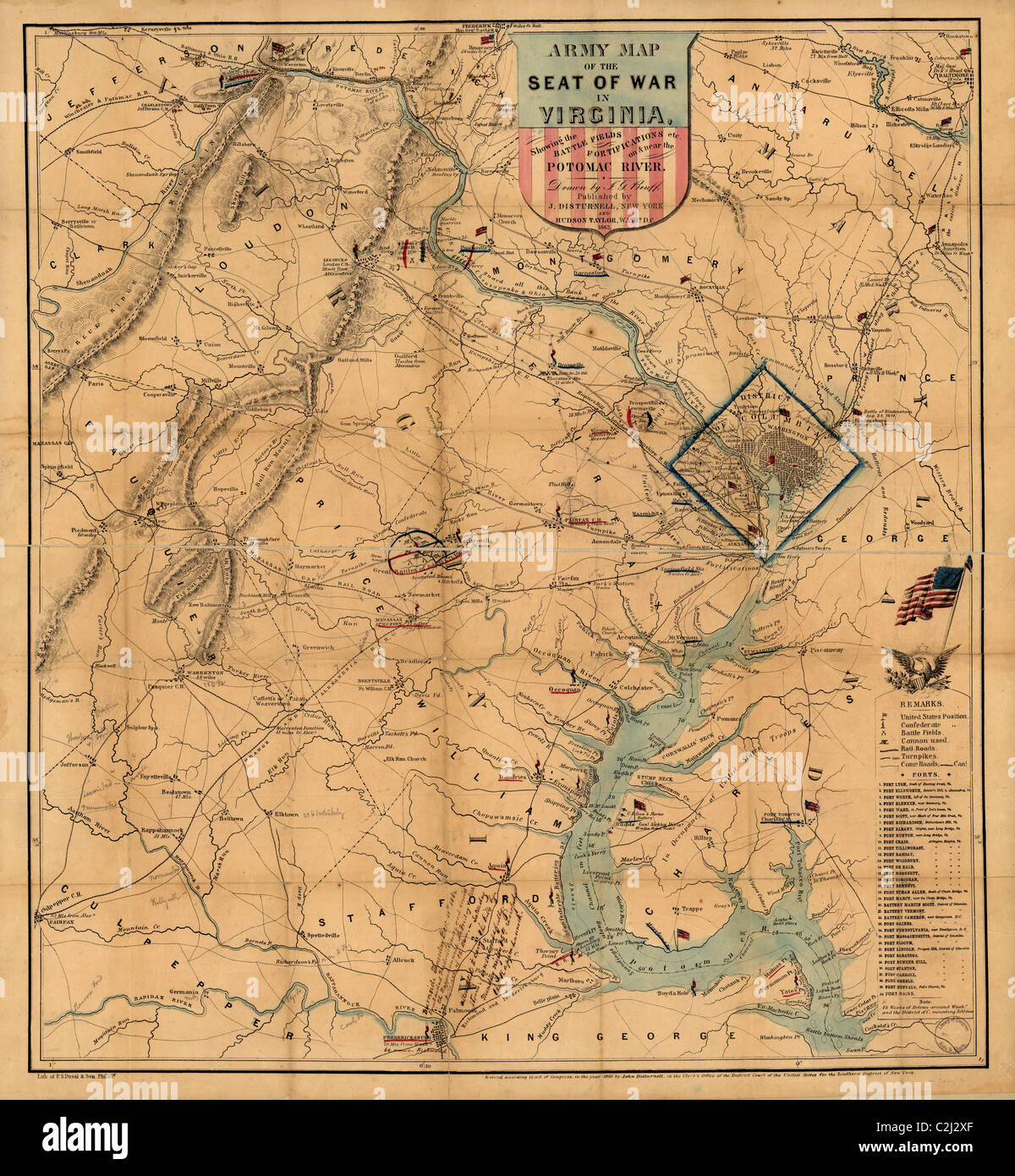 Map of civil war forts hi-res stock photography and images - Alamy