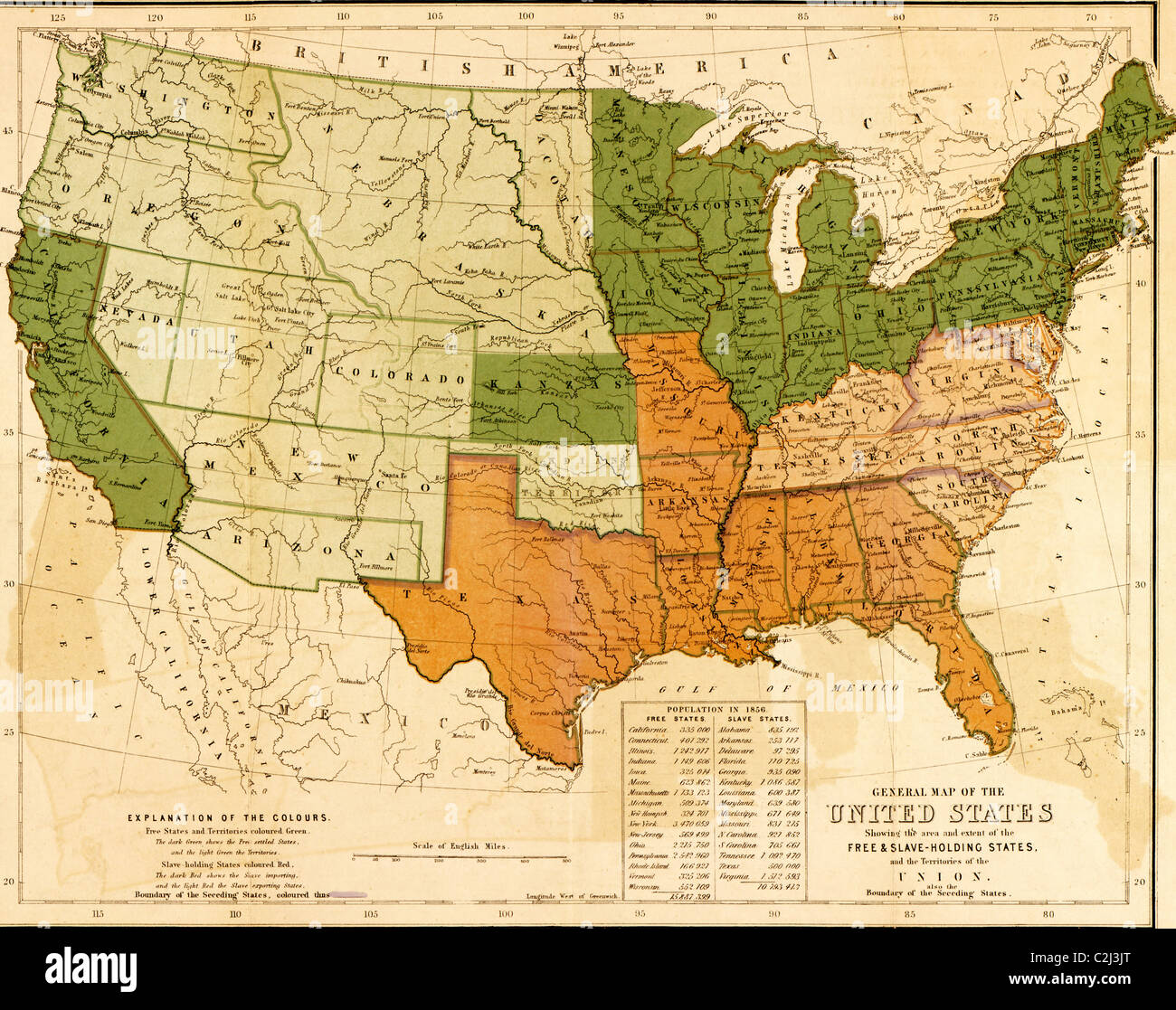 Slave & Free States -1857 Stock Photo - Alamy