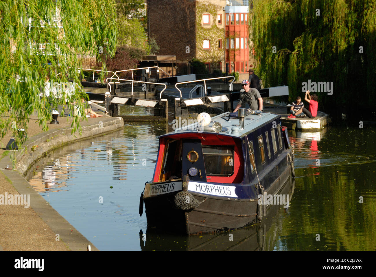 Narrowboat at Regents Canal City Road Lock, Islington, London, England ...