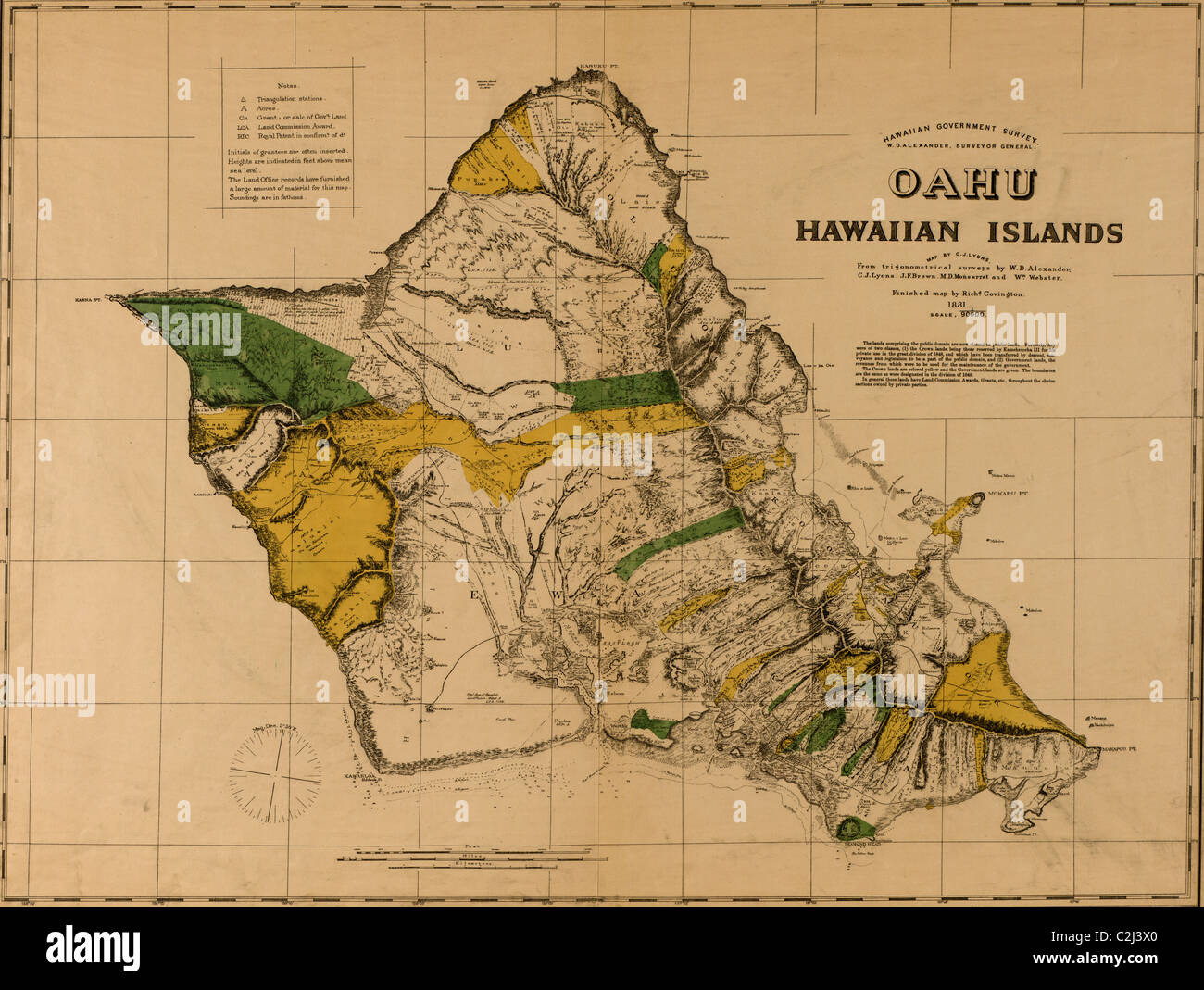 Oahu, Hawaiian Islands - 1881 Stock Photo - Alamy