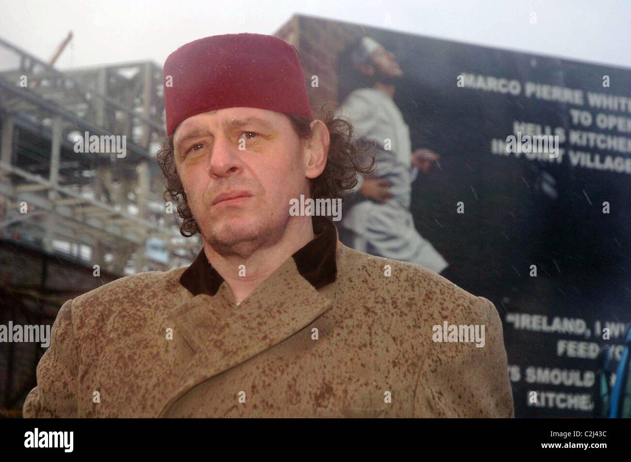 English chef and restaurateur Marco Pierre White wearing a Fez ...