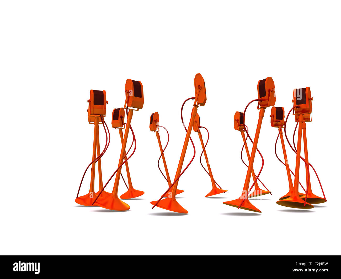 around microphone group. 3D Stock Photo - Alamy