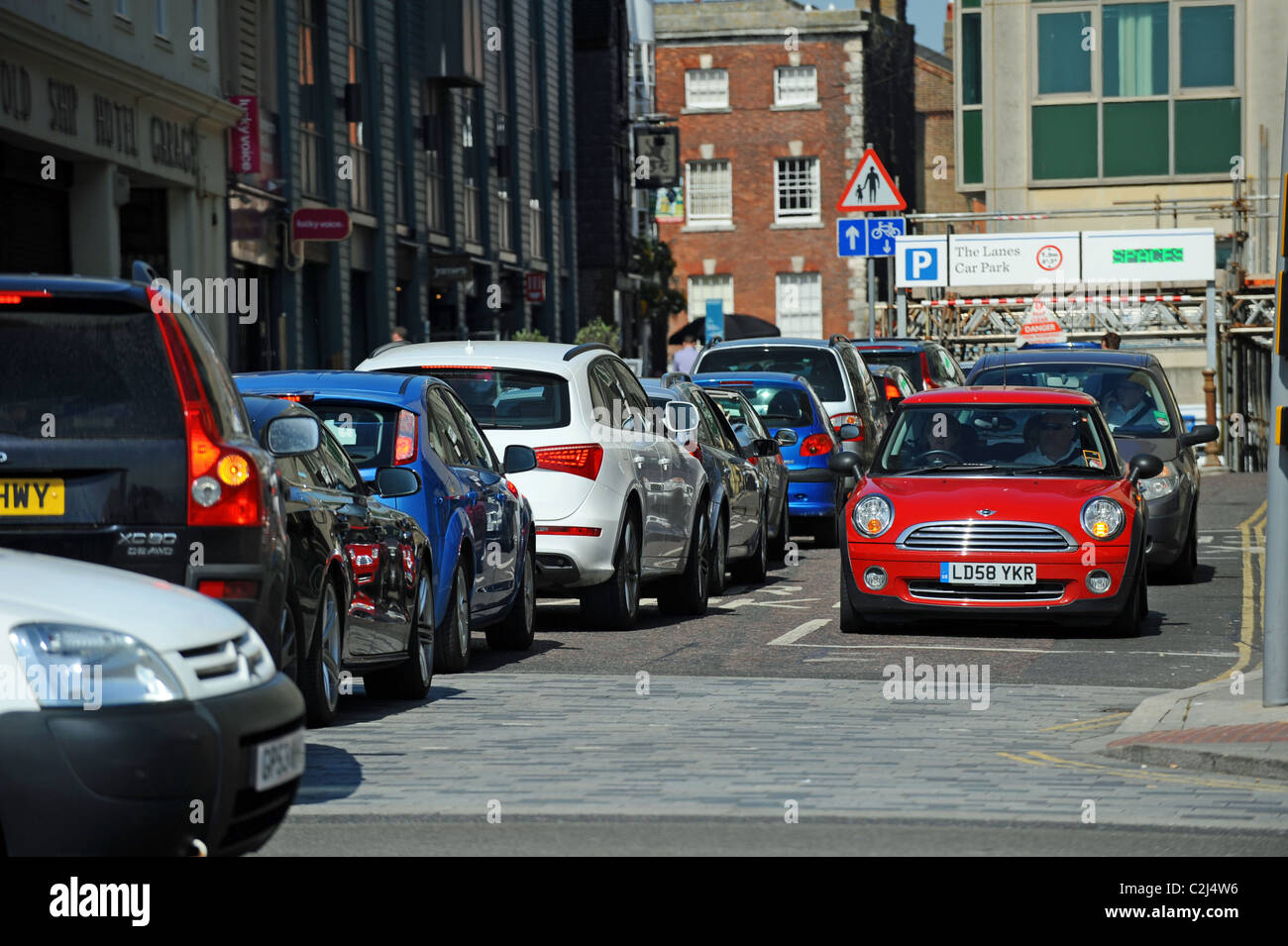 Queue for a car park just off Brighton seafront East Sussex UK Stock ...