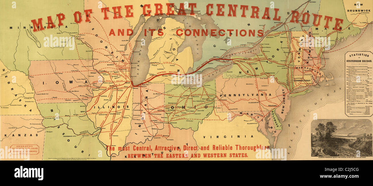 Great Central Route & Connections - 1855 Stock Photo - Alamy