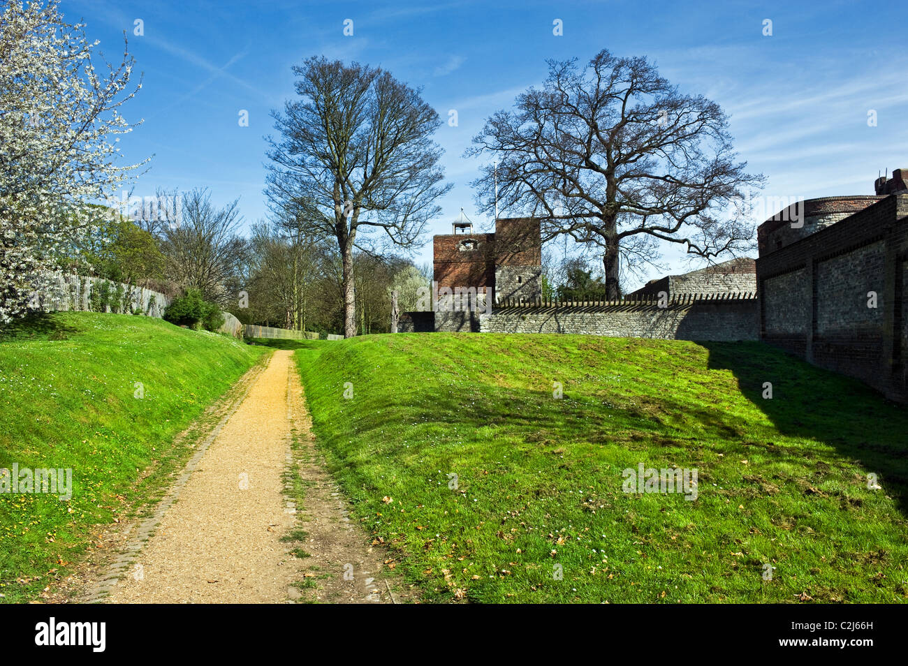 The grounds of Upnor Castle. Photograph by Gordon Scammell Stock Photo ...
