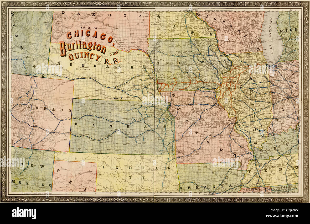 Chicago, Burlington & Quincy - 1881 Stock Photo - Alamy