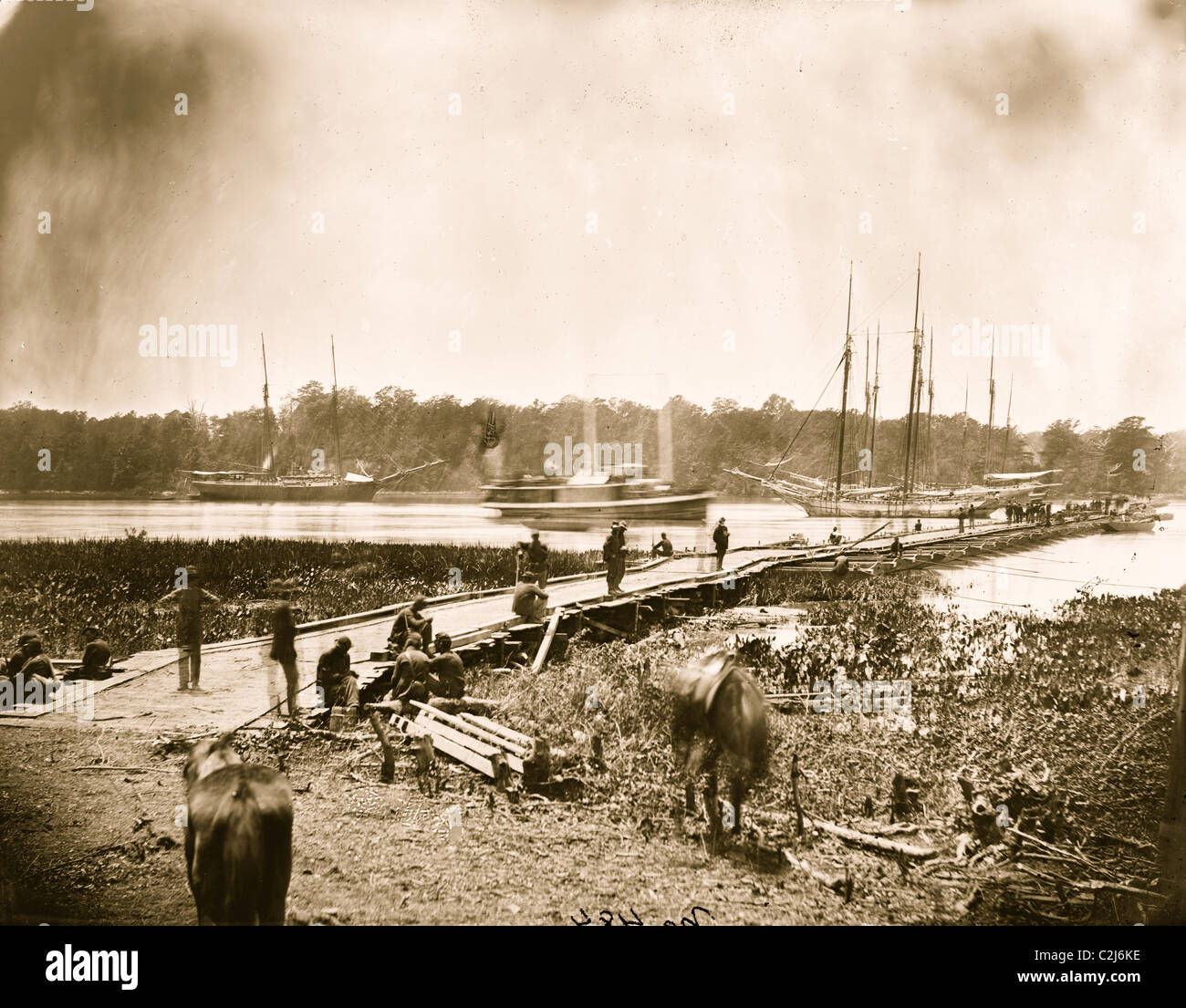 James River Pontoon Bridge Stock Photo - Alamy