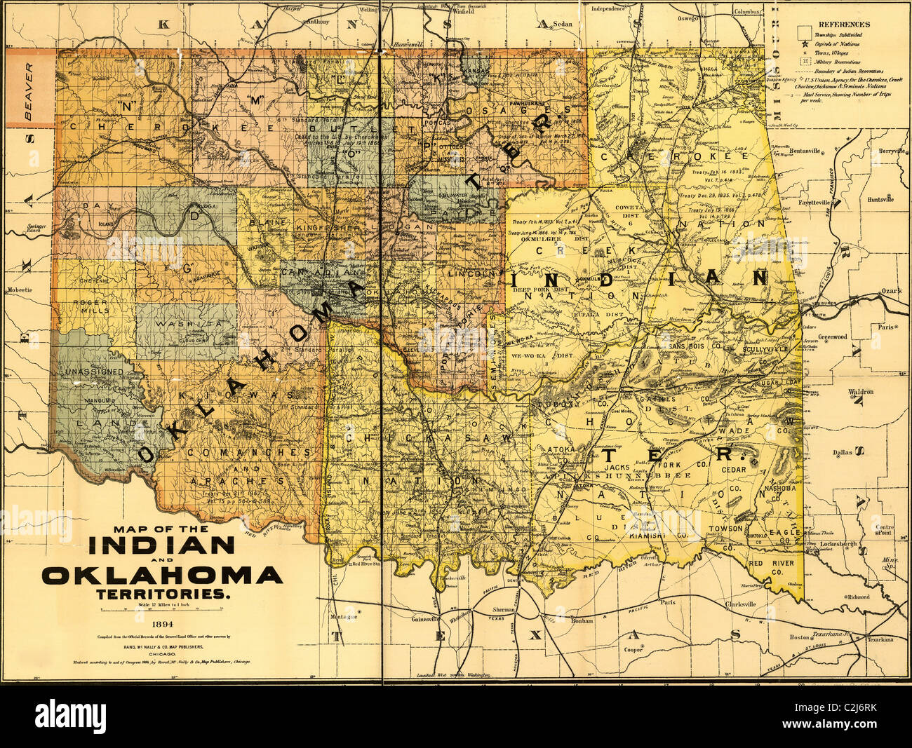 Indian and Oklahoma territories - 1892 Stock Photo - Alamy