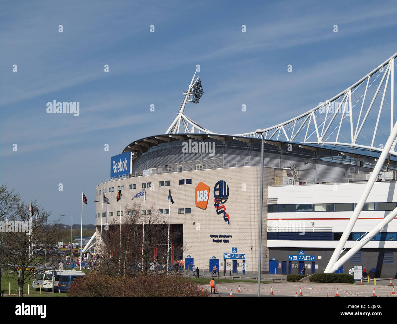 The western end and frontage of the Reebok Stadium (renamed the Macron ...