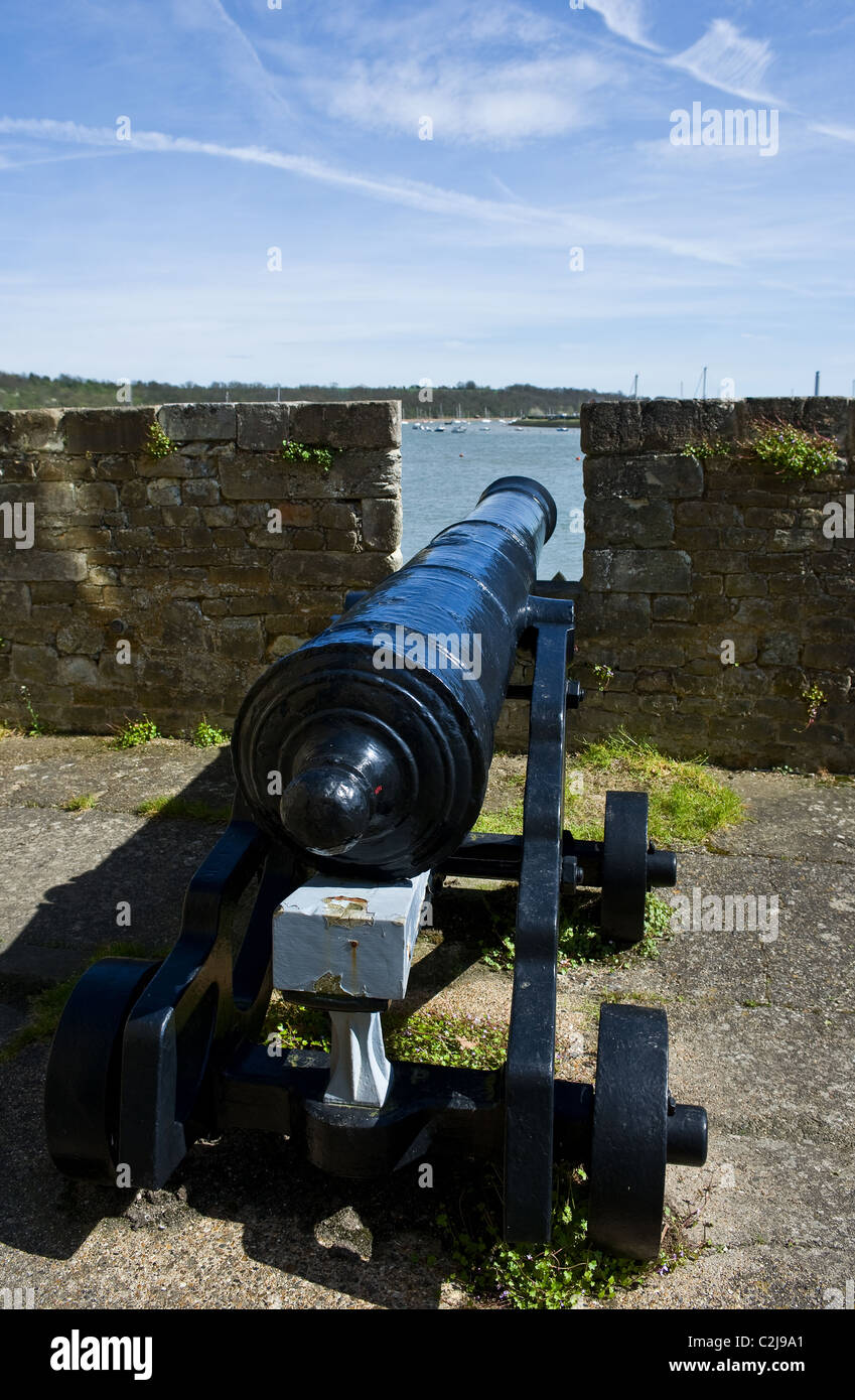A large cannon on the bastion at Upnor Castle in Kent in the UK Stock ...