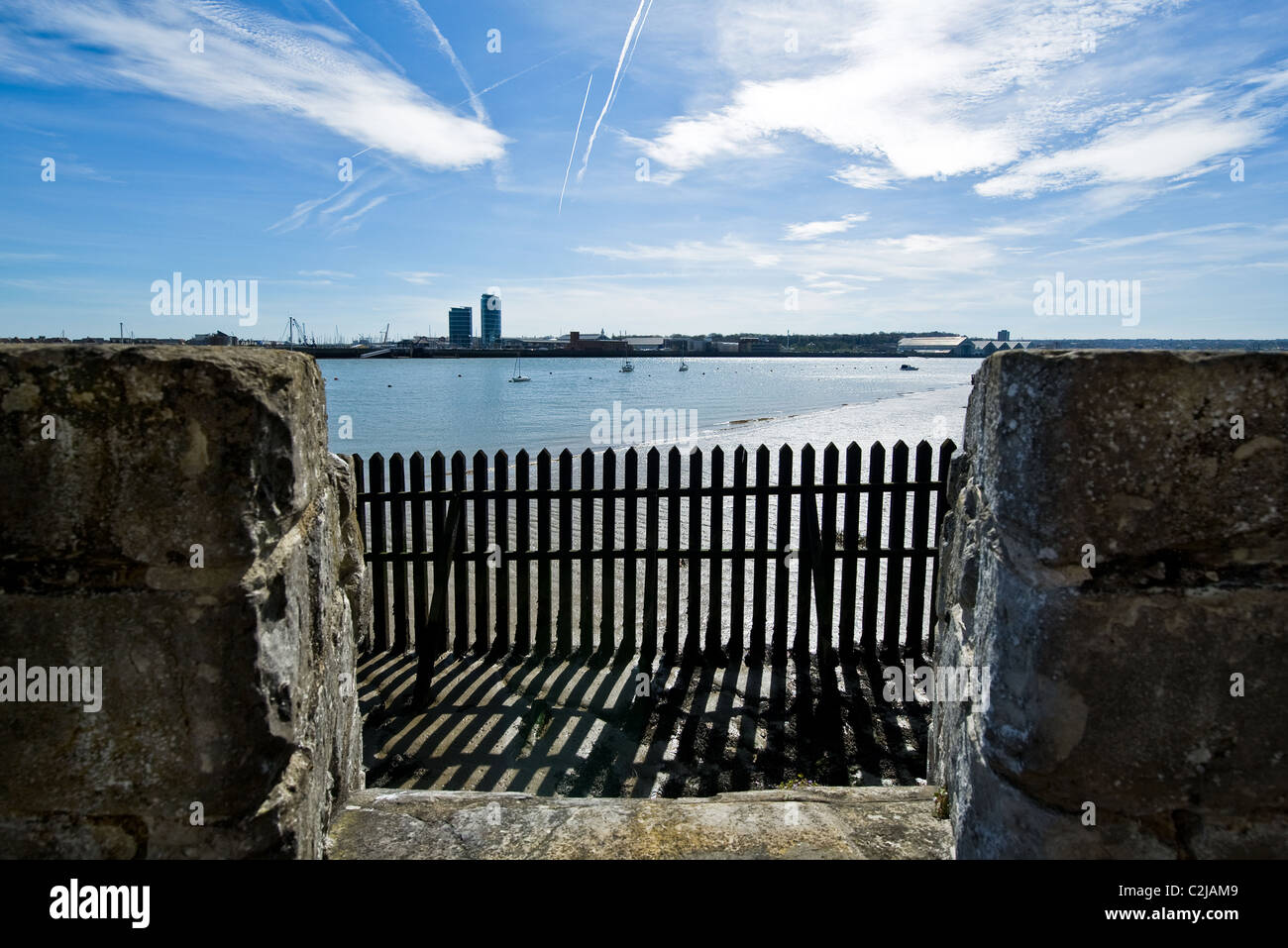 An embrasure in the wall of the Water Bastion at Upnore Castle ...