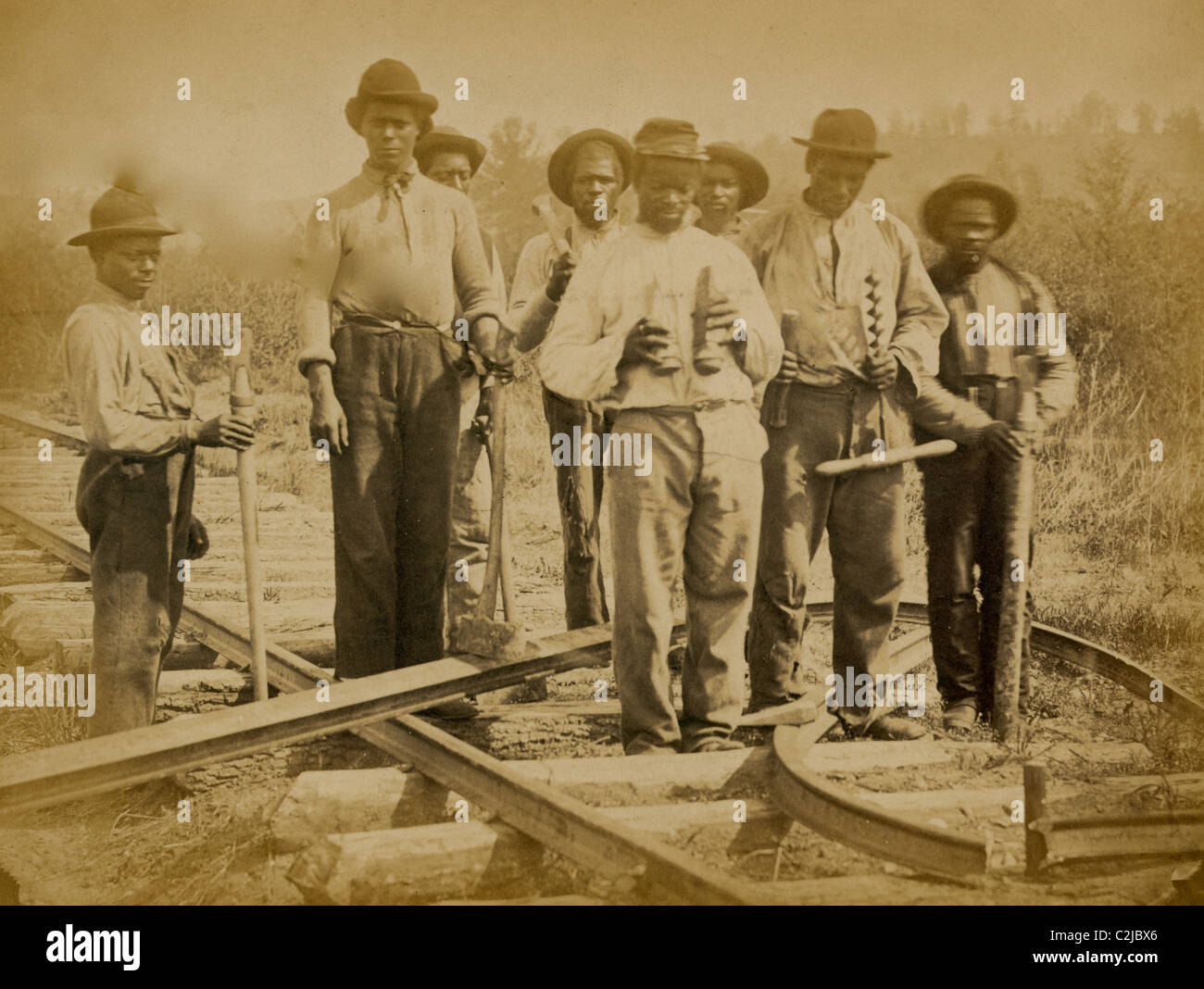 Military railroad operations in northern Virginia: men standing on ...
