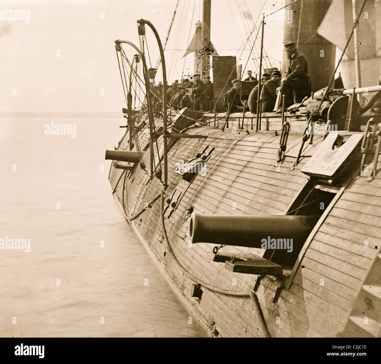 James River, Va. Effect of Confederate shot on Federal Ironclad GALENA ...