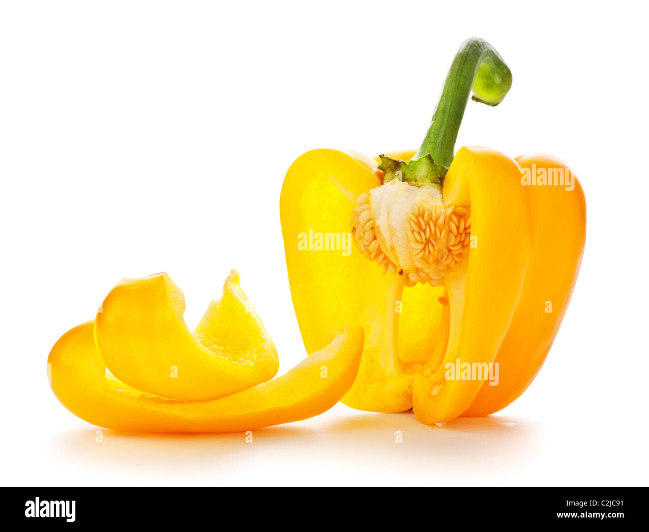 fresh yellow paprika isolated on white background Stock Photo - Alamy