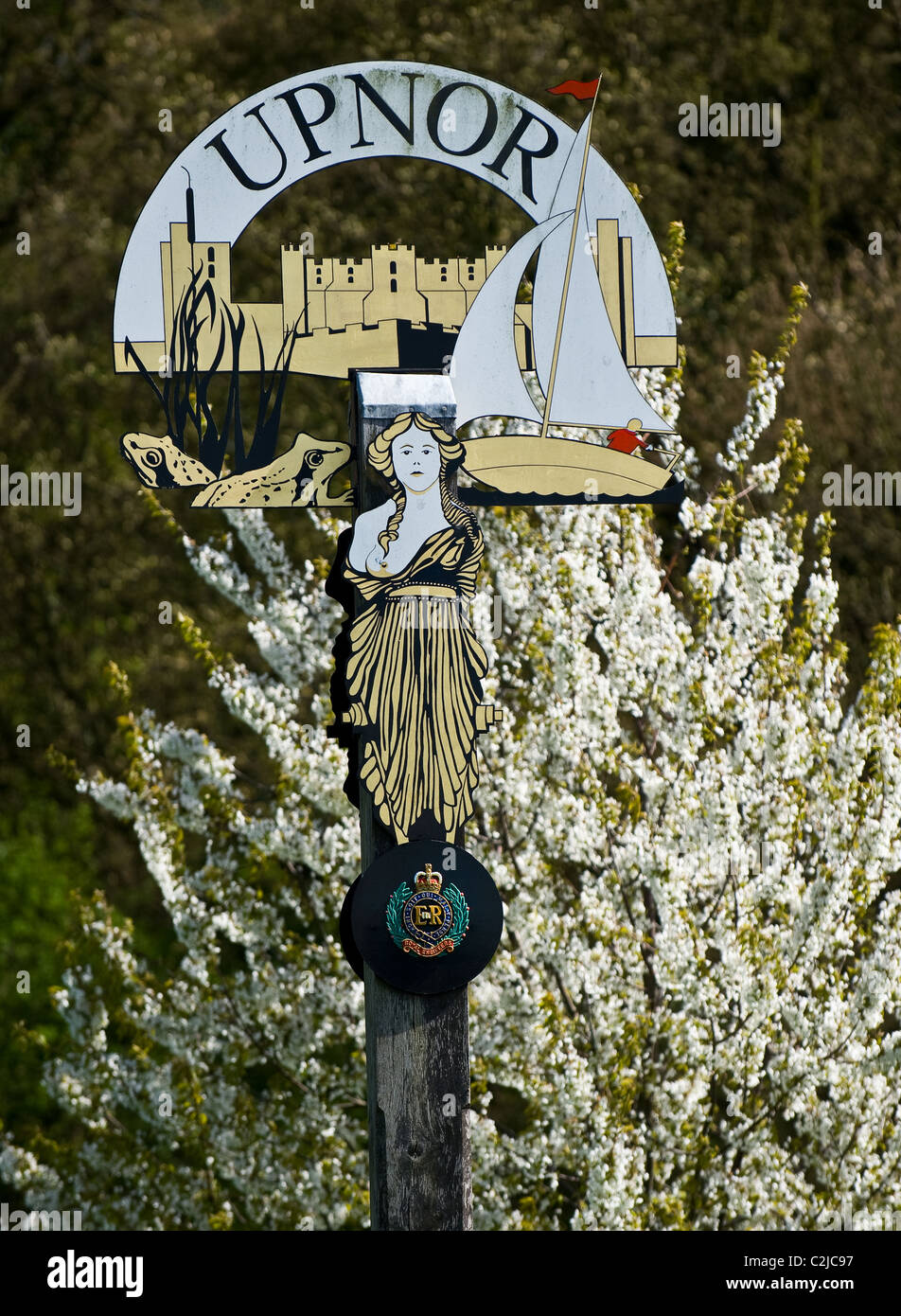 Upnor Village sign Stock Photo - Alamy