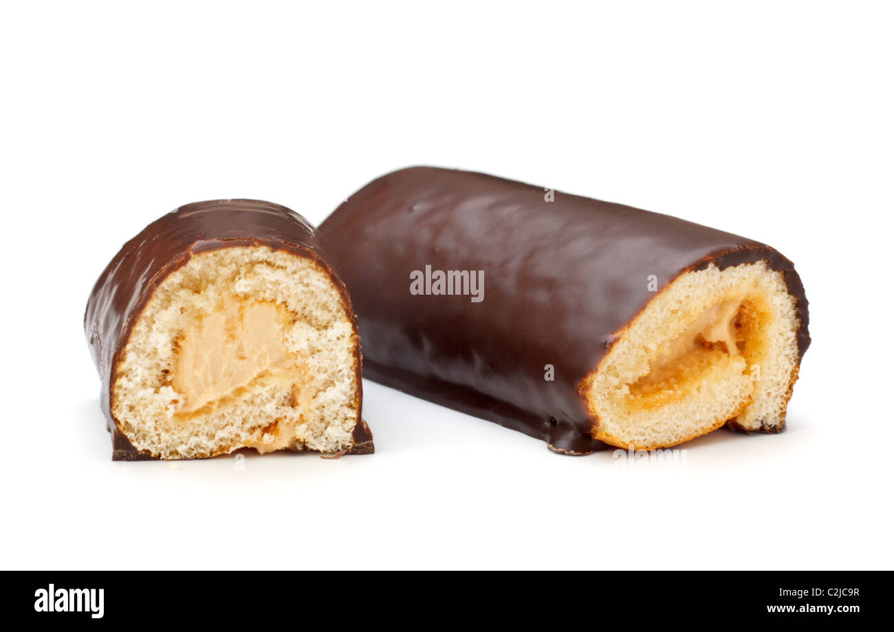 fresh chocolate roll isolated on white background Stock Photo - Alamy