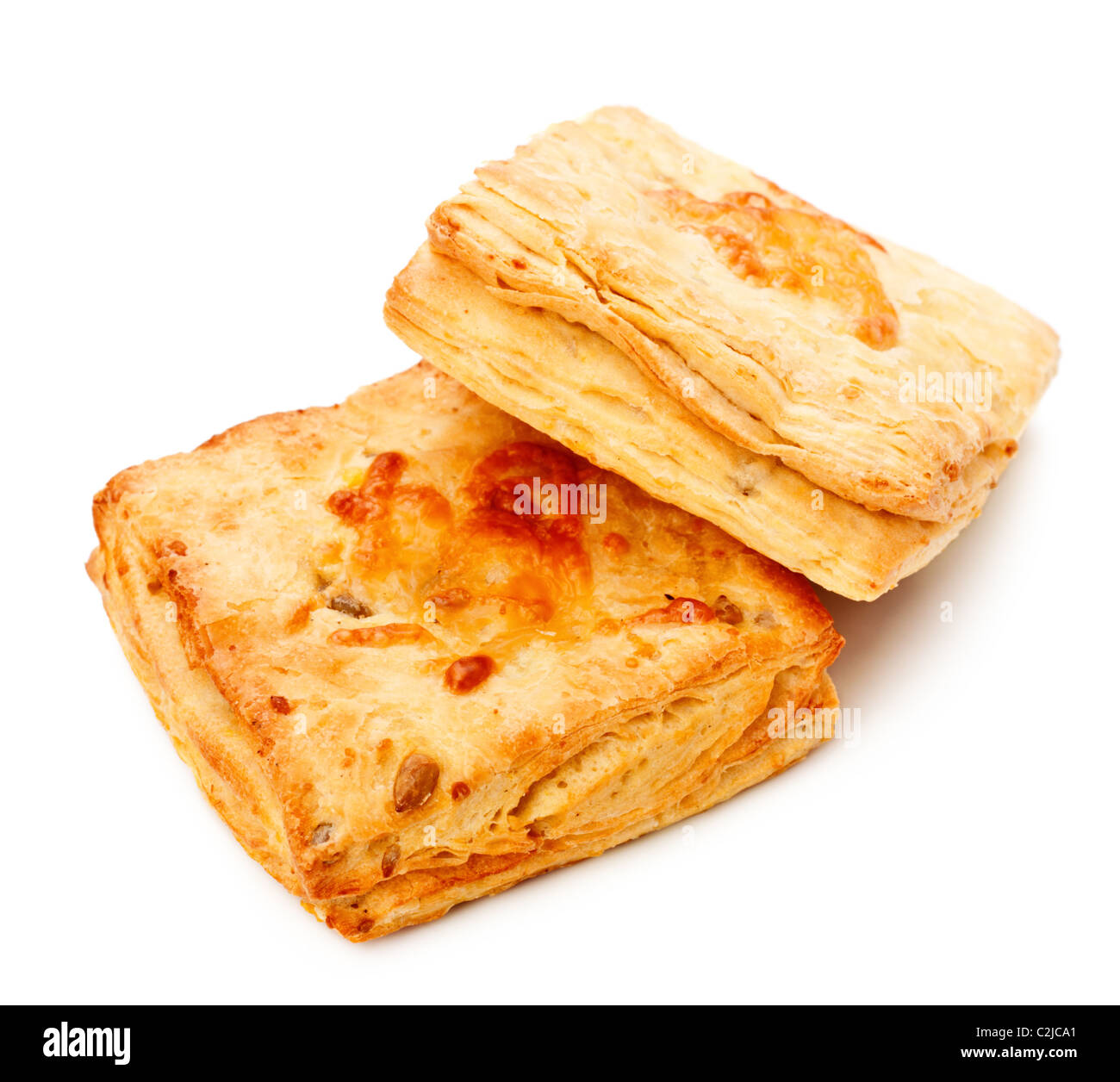 two cheese pies isolated on white background Stock Photo - Alamy