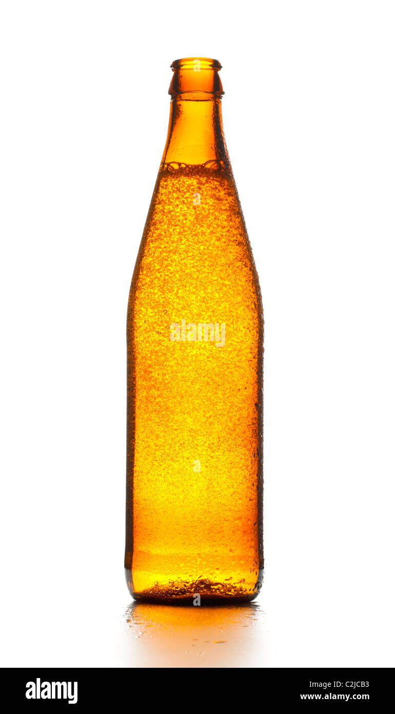 opened bottle of beer isolated on white Stock Photo - Alamy