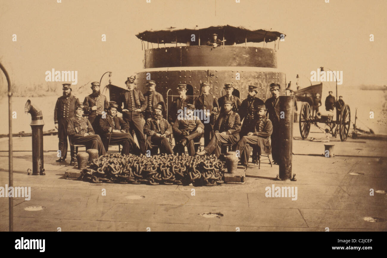 Fifteen officers on deck of the original "Monitor Stock Photo - Alamy