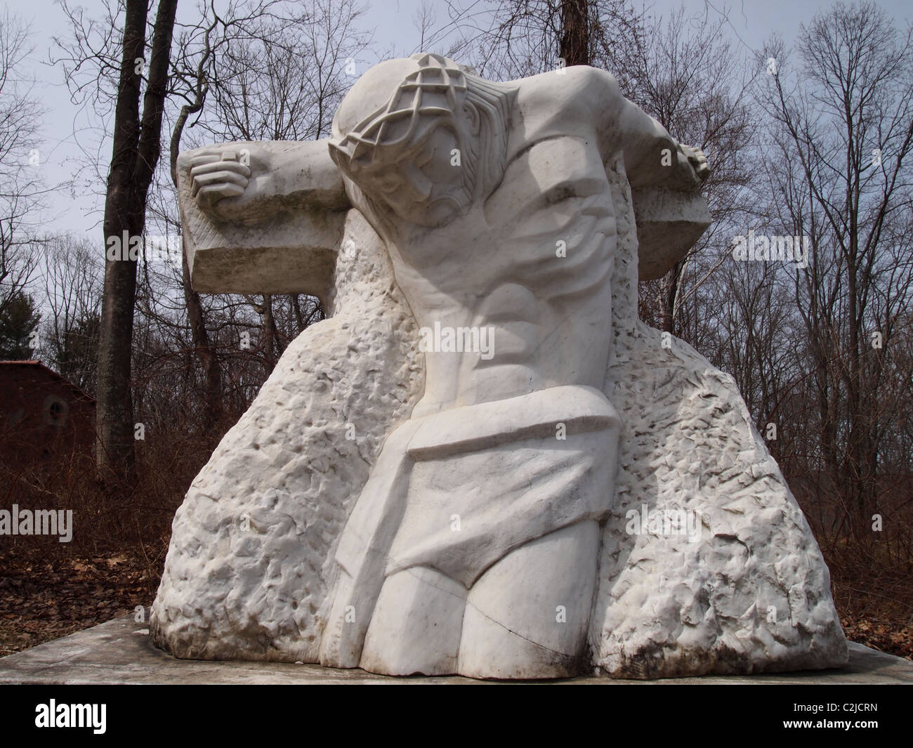Stations of the Cross marble statuary along the Rosary Walk at the ...
