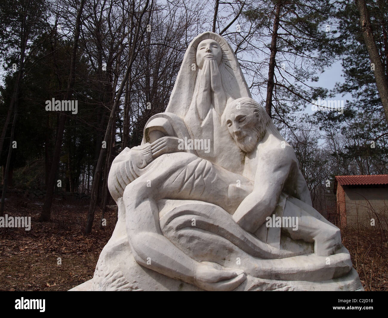 Stations of the Cross marble statuary along the Rosary Walk at the ...