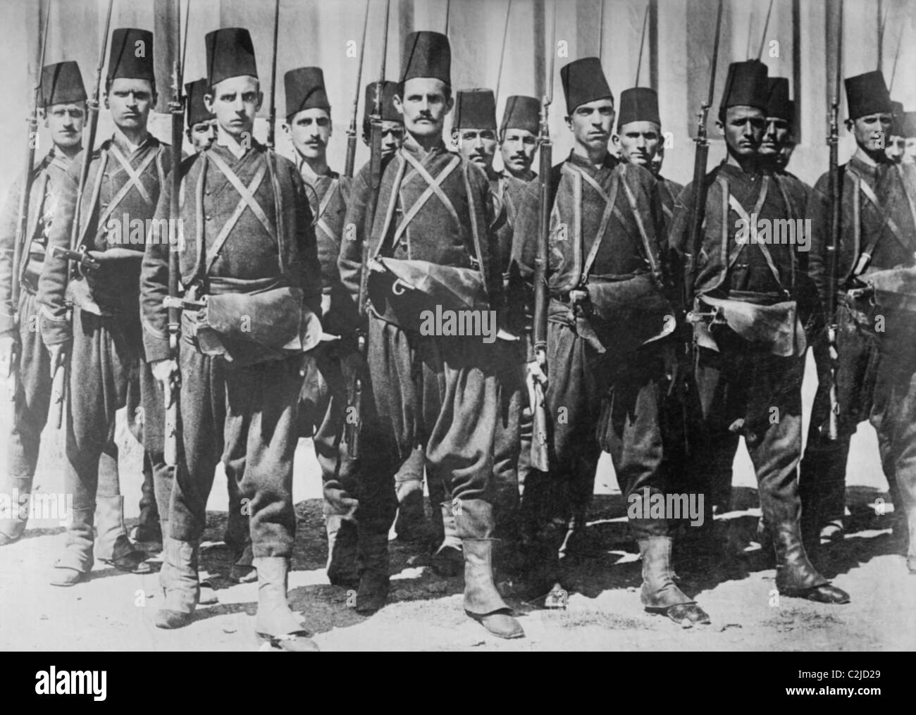 Turkish Infantry with Fez's & Rifles in Formation Stock Photo - Alamy